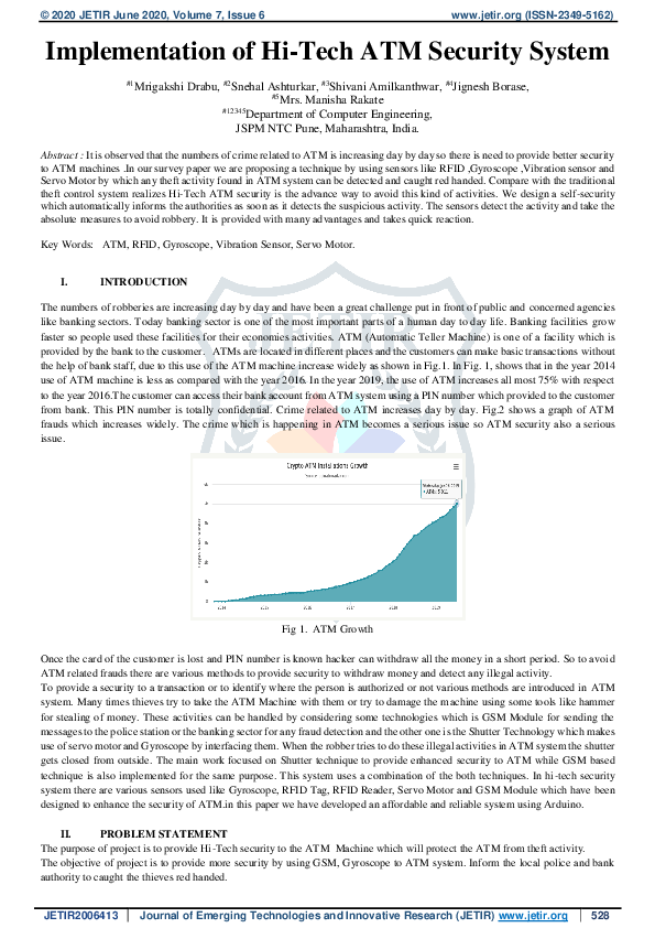 (PDF) Implementation of Hi-Tech ATM Security System