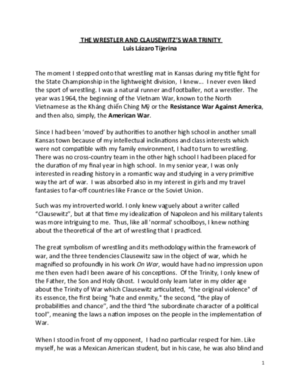 (DOC) THE WRESTLER AND CLAUSEWITZ'S WAR TRINITY