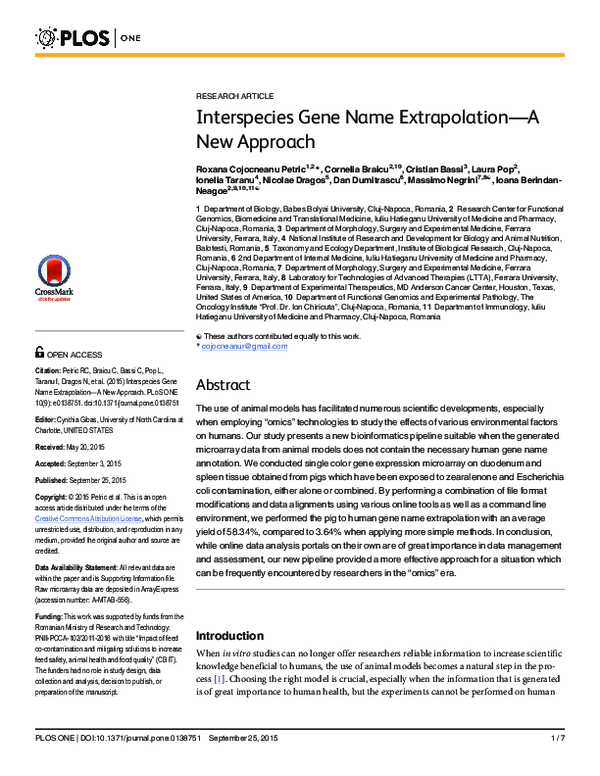 (PDF) Interspecies Gene Name Extrapolation-A New Approach