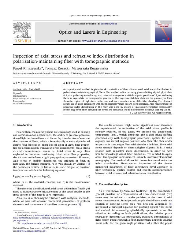 (PDF) Inspection of axial stress and refractive index distribution in polarization-maintaining ...