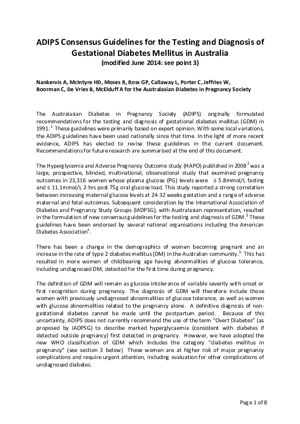 (PDF) ADIPS Consensus Guidelines for the Testing and Diagnosis of ...