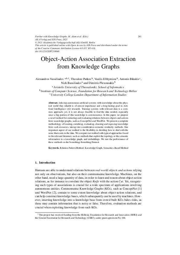 (PDF) Object-Action Association Extraction from Knowledge Graphs