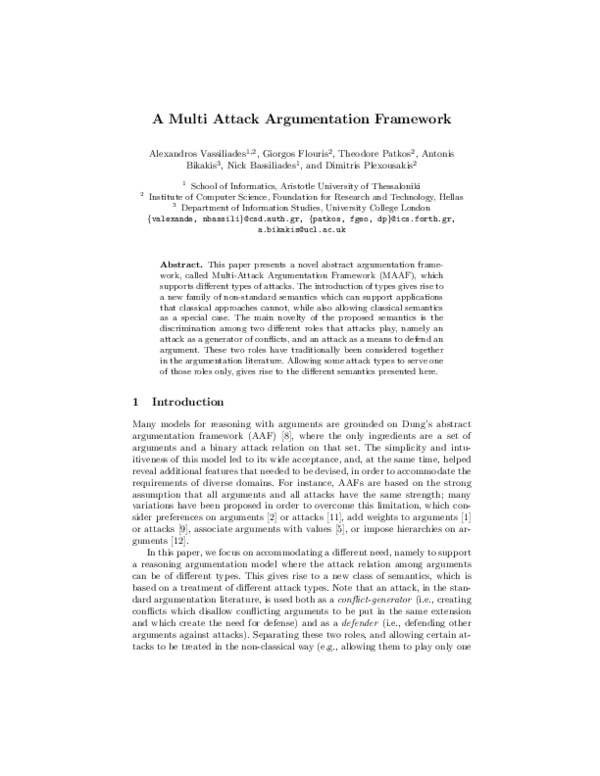Pdf A Multi Attack Argumentation Framework