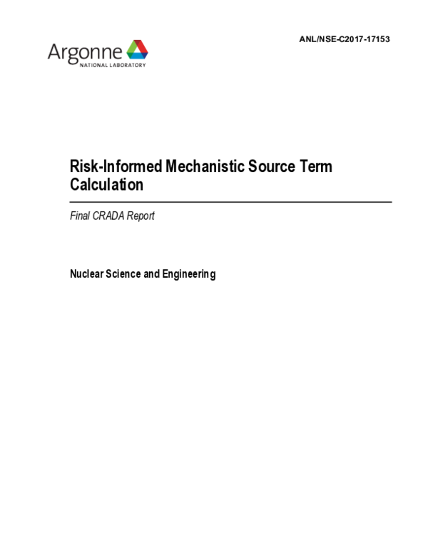 (PDF) Risk-Informed Mechanistic Source Term Calculation (Final CRADA ...