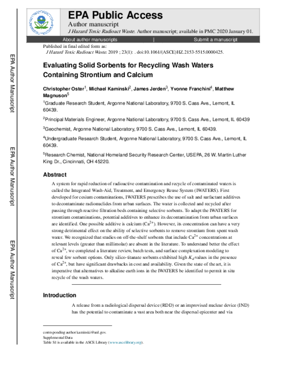 (PDF) Evaluating Solid Sorbents for Recycling Wash Waters Containing ...