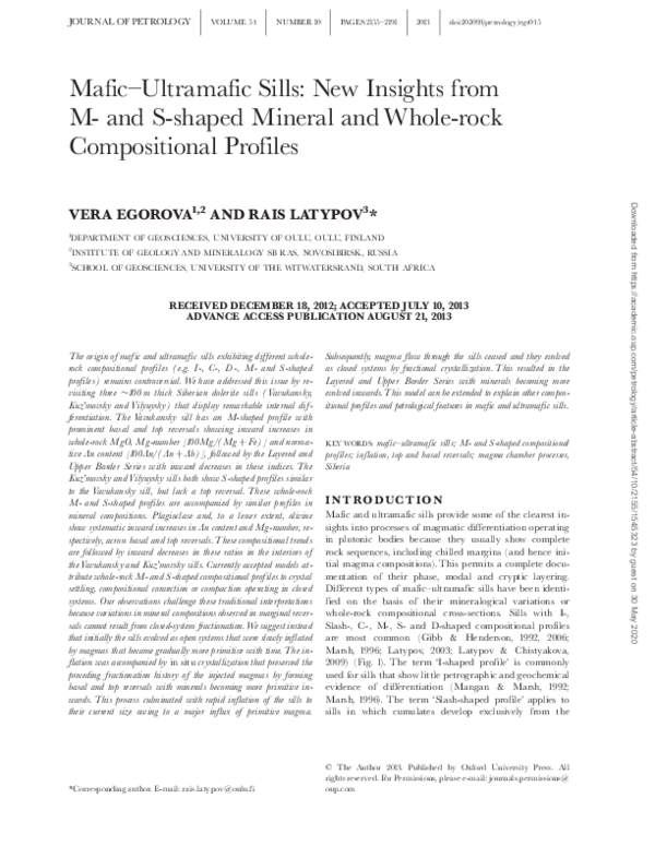 (PDF) Mafic–Ultramafic Sills: New Insights from M- and S-shaped Mineral ...