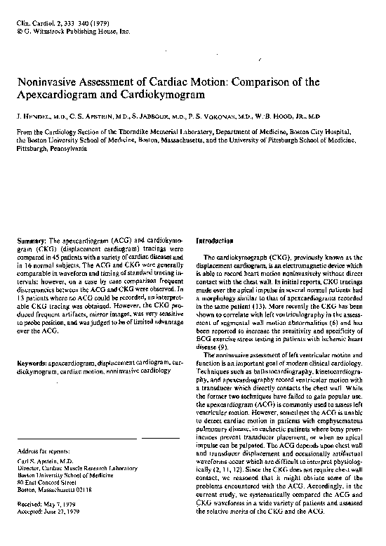 (PDF) Noninvasive assessment of cardiac motion: Comparison of the ...