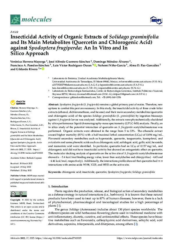 (PDF) Insecticidal Activity of Organic Extracts of Solidago ...