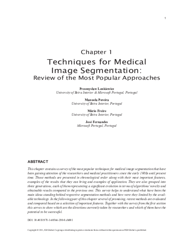 (PDF) Techniques for Medical Image Segmentation