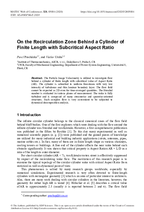 (PDF) On the Recirculation Zone Behind a Cylinder of Finite Length with ...