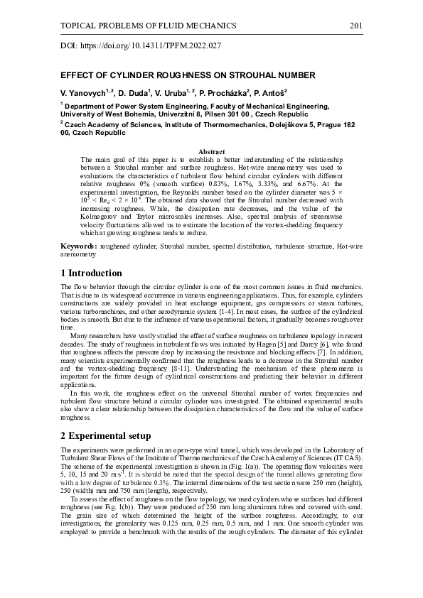 (PDF) Effect of Cylinder Roughness on Strouhal Number