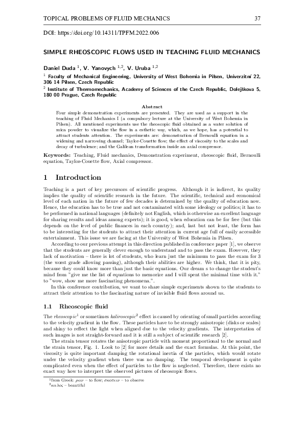 (PDF) Simple Rheoscopic Flows Used in Teaching Fluid Mechanics