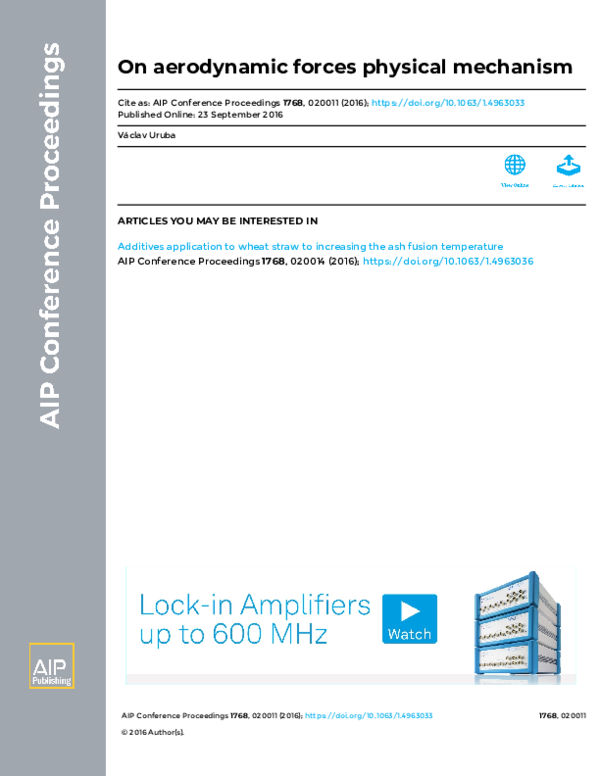 (PDF) On aerodynamic forces physical mechanism