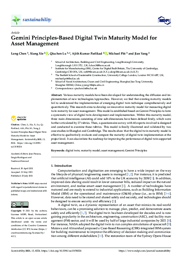 (PDF) Gemini Principles-Based Digital Twin Maturity Model for Asset ...