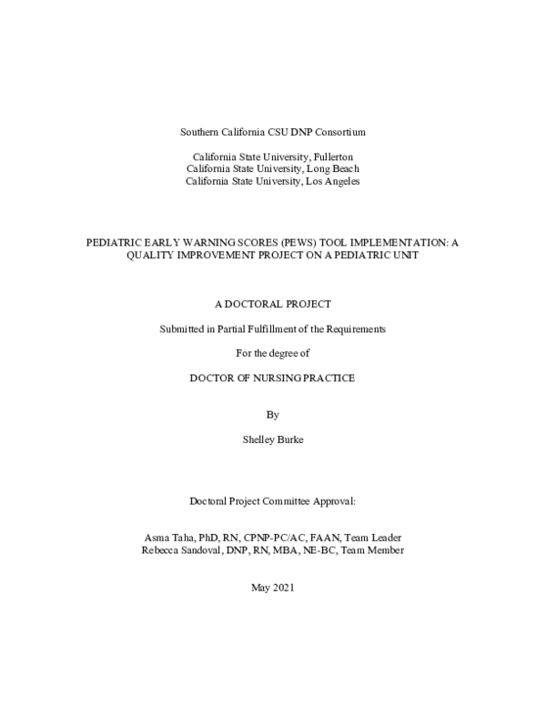 (PDF) Pediatric Early Warning Scores PEWS Tool