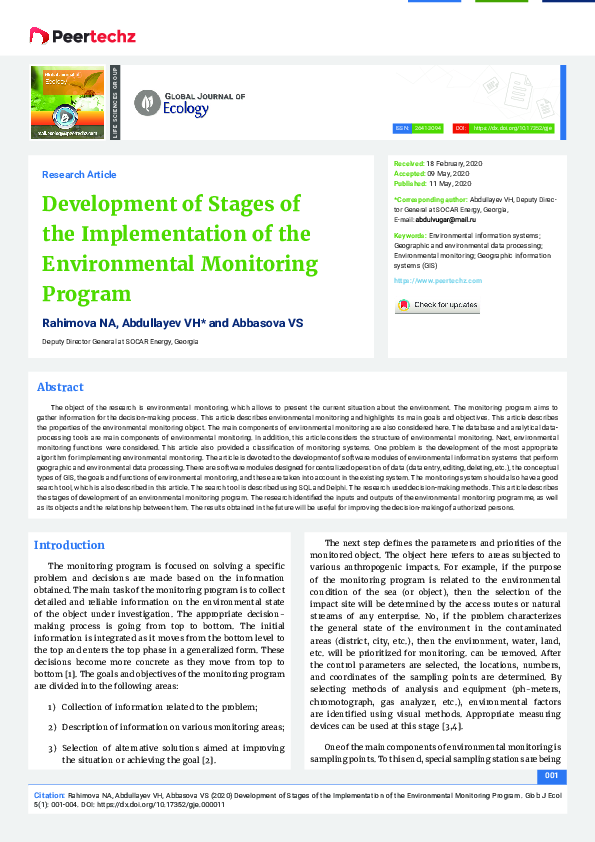 Development of Stages of the Implementation of the Environmental ...