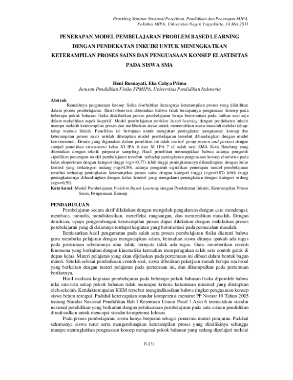 (PDF) Penerapan Model Pembelajaran Problem Based Learning Dengan Pendekatan Inkuiri Untuk ...