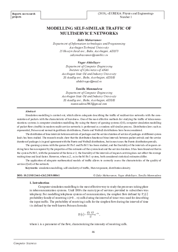 (PDF) Modelling Self-Similar Traffic of Multiservice Networks