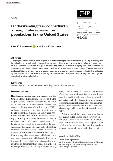 (PDF) Understanding fear of childbirth among underrepresented ...
