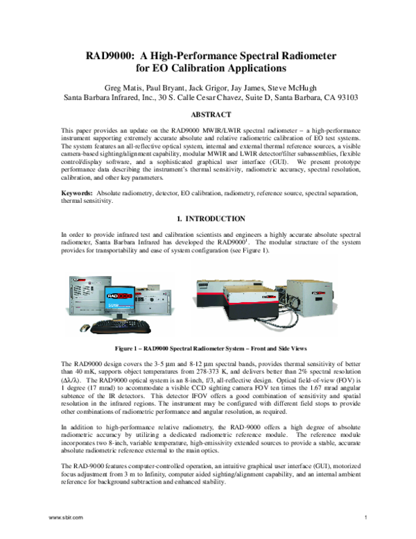 (PDF) RAD9000: a high-performance spectral radiometer for EO ...