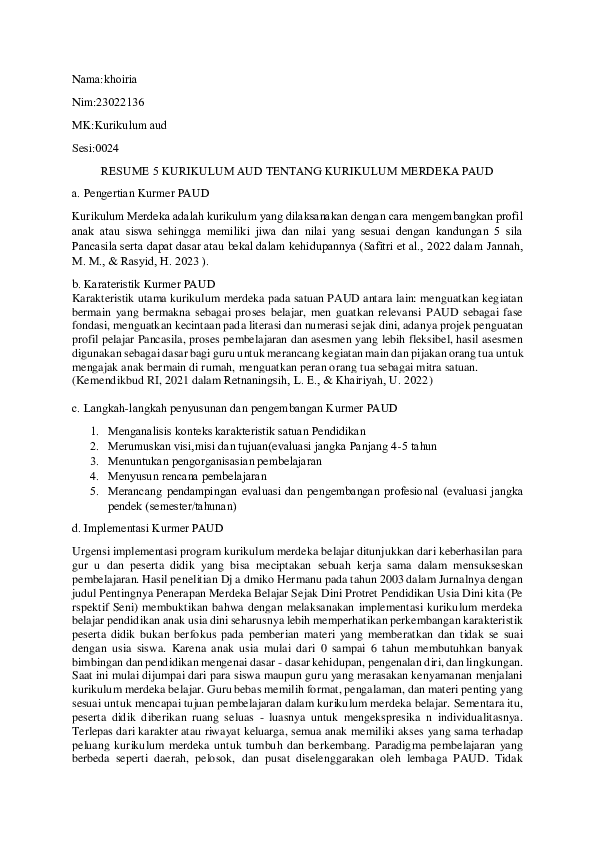 (PDF) RESUME KURIKULUM MERDEKA PAUD