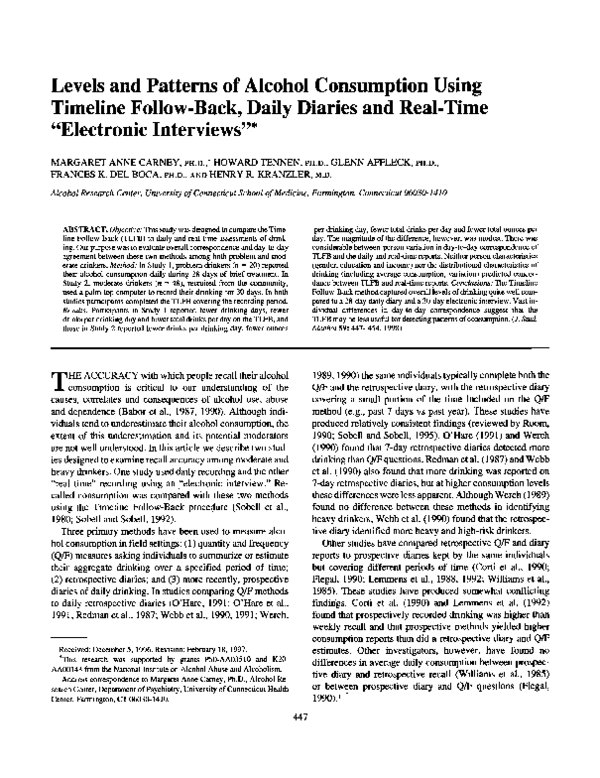 (PDF) Levels and patterns of alcohol consumption using timeline follow ...