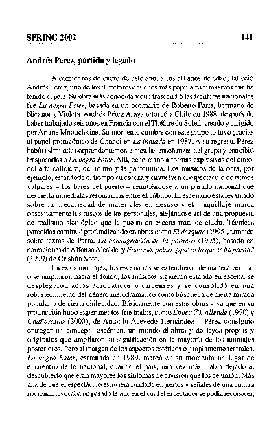 (PDF) Andrés Pérez, partida y legado