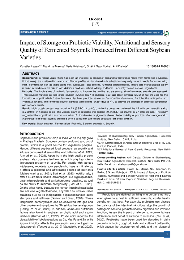 (PDF) Impact of Storage on Probiotic Viability, Nutritional and Sensory Quality of Fermented ...