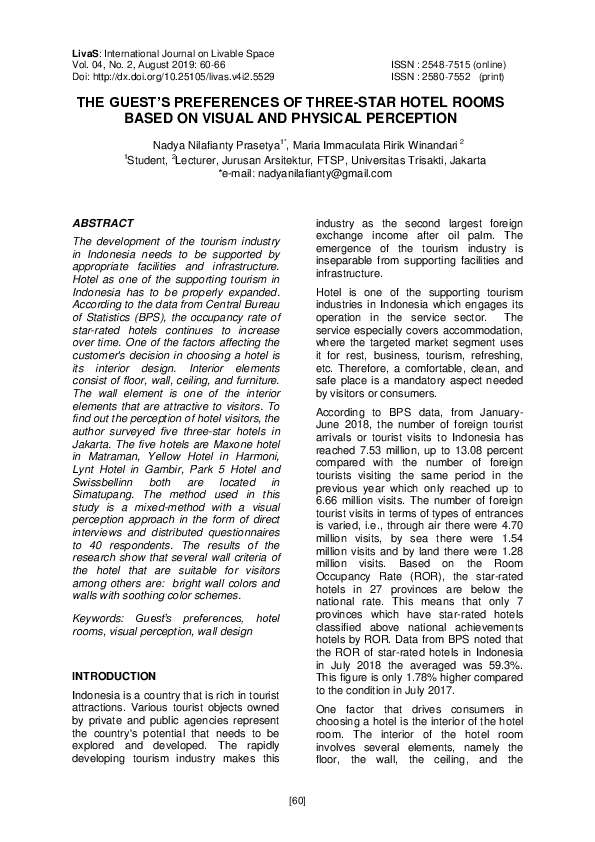 (PDF) The Guest’s Preferences of Three-Star Hotel Rooms Based on Visual ...