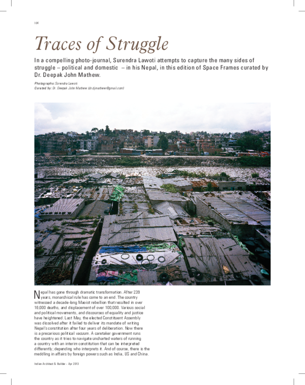 (PDF) SPACE FRAMES-Traces of Struggle | Deepak Mathew - Academia.edu