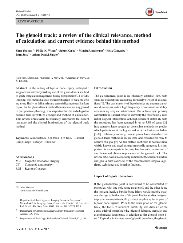 (PDF) The glenoid track: a review of the clinical relevance, method of ...