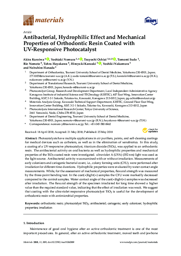 (PDF) Antibacterial, Hydrophilic Effect and Mechanical Properties of ...