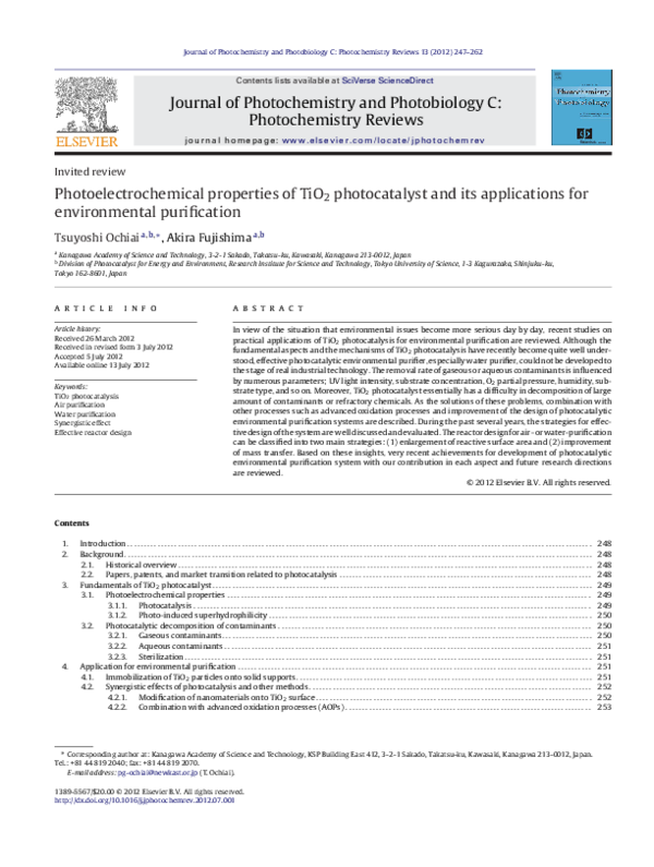 Pdf Photoelectrochemical Properties Of Tio2 Photocatalyst And Its
