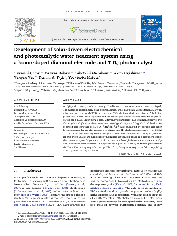 (PDF) Development of solar-driven electrochemical and photocatalytic ...