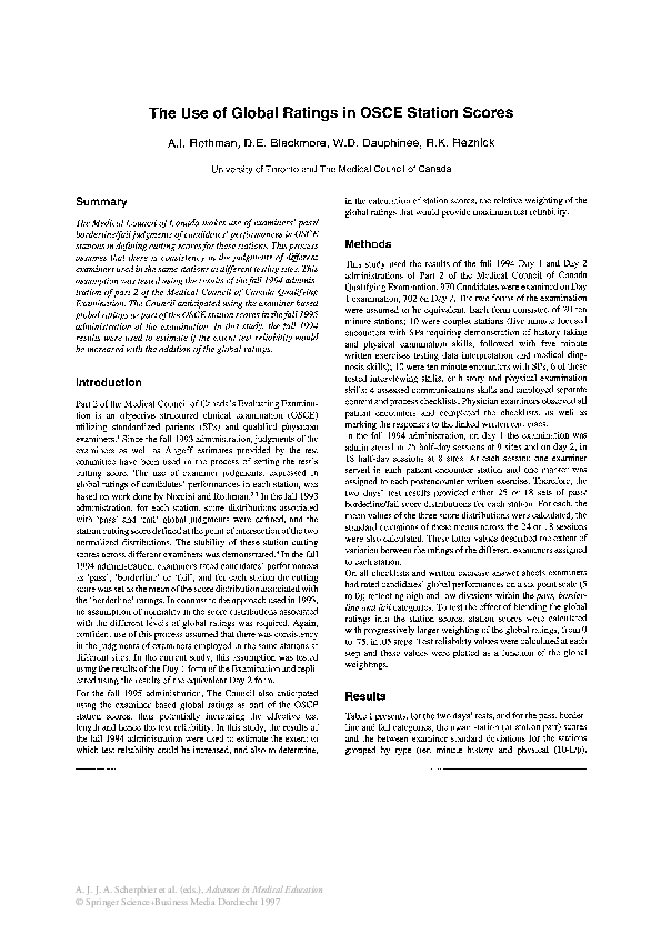 (PDF) The use of global ratings in OSCE station scores