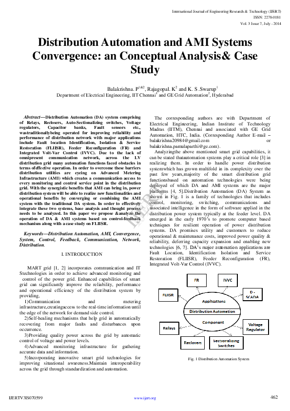 (PDF) Distribution Automation and AMI Systems Convergence: an ...