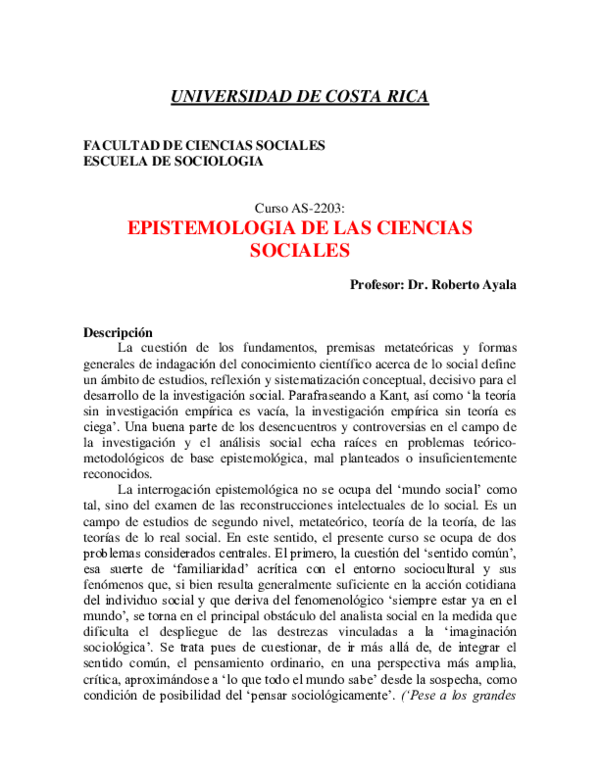 (PDF) epistemología de las ciencias sociales