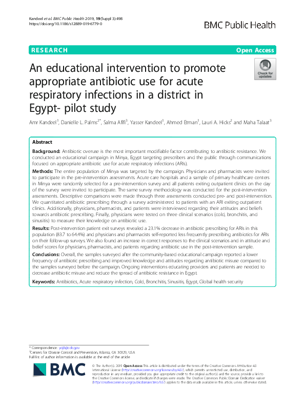 (PDF) Educational Campaign on Antibiotic Use in Egypt