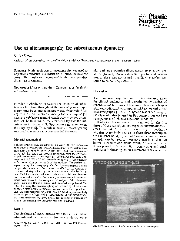 (PDF) Use of ultrasonography for subcutaneous lipometry