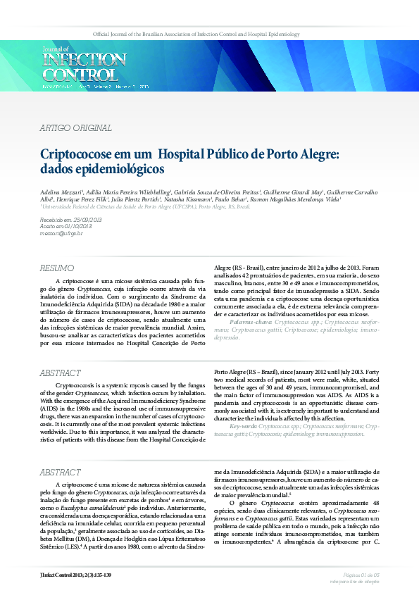 (PDF) Criptococose Em Um Hospital Público De Porto Alegre