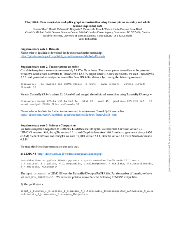 Pdf Chopstitch Exon Annotation And Splice Graphs