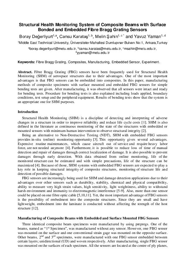 Pdf Structural Health Monitoring System Of Composite Beams With Surface Bonded And Embedded