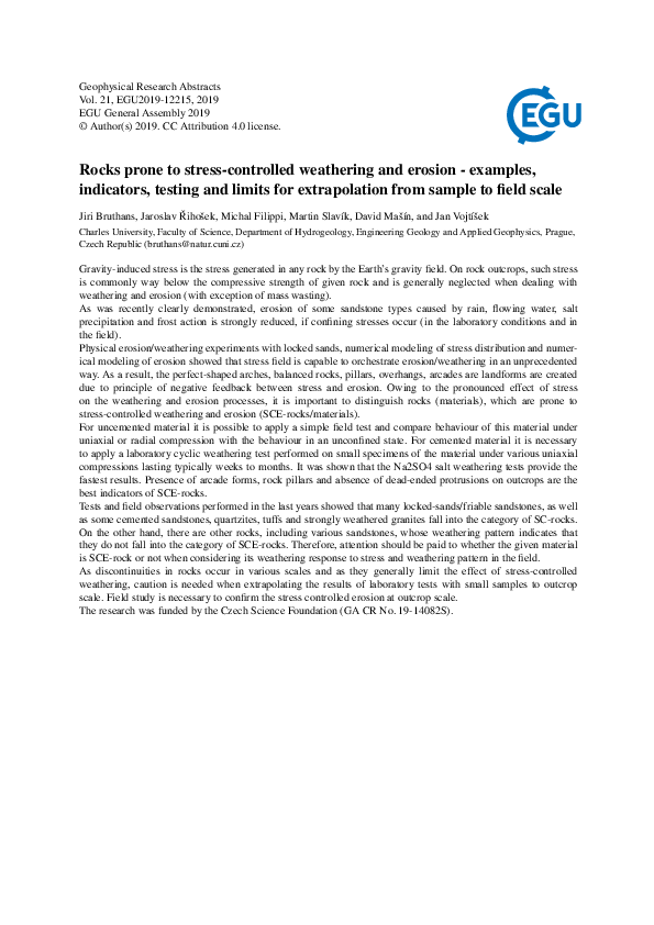 (PDF) Rocks prone to stress-controlled weathering and erosion ...