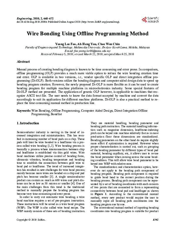 (PDF) Wire Bonding Using Offline Programming Method | Ah You - Academia.edu