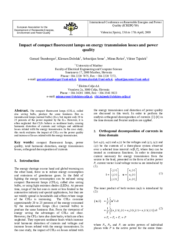 (PDF) Impact of compact fluorescent lamps on energy transmission losses ...