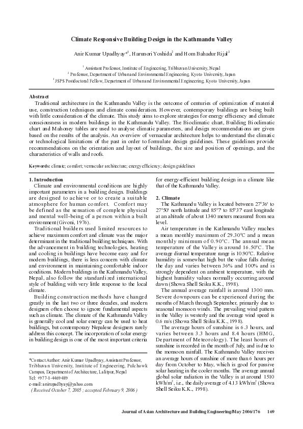(PDF) Climate Responsive Building Design in the Kathmandu Valley