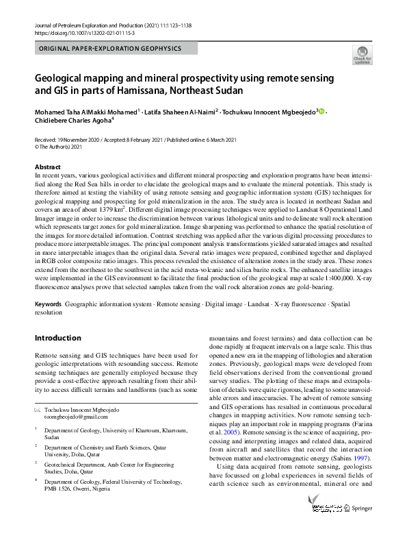 (PDF) Geological mapping and mineral prospectivity using remote sensing ...