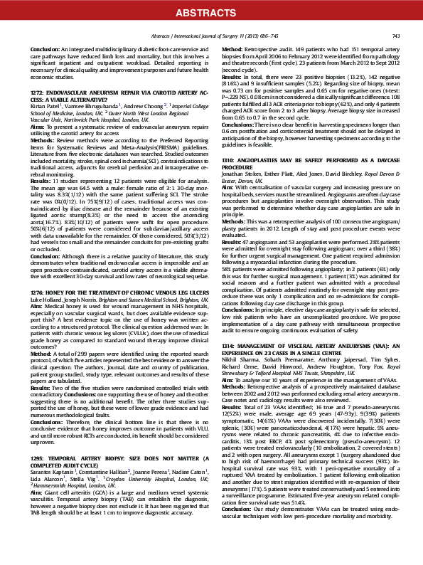 (PDF) Temporal artery biopsy: Size does not matter (a completed audit cycle)