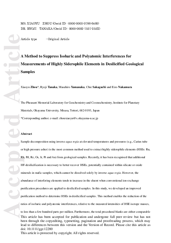 (PDF) A Method to Suppress Isobaric and Polyatomic Interferences for ...