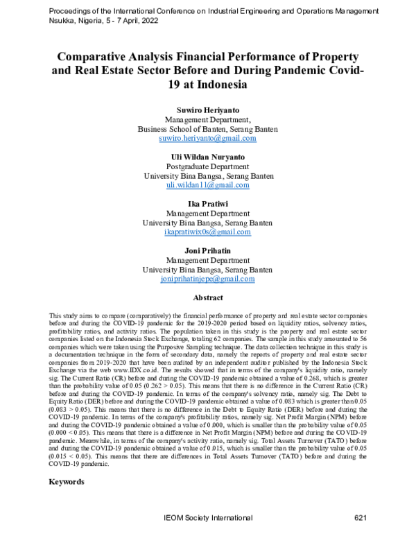 (PDF) Comparative Analysis Financial Performance of Property and Real ...